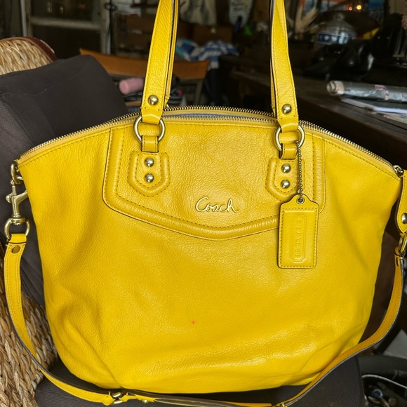Coach | Bags | Coach Yellow Leather Tote Bag | Poshmark